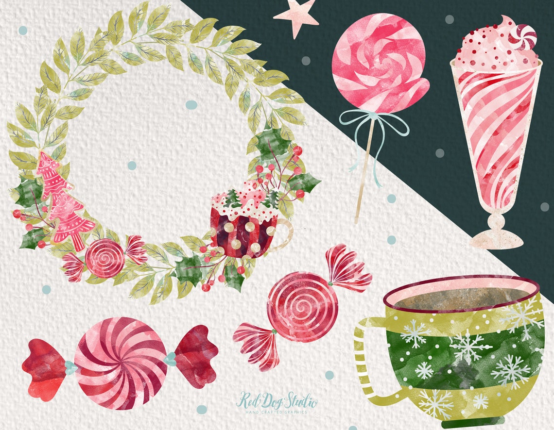 Winter Cafe Clipart Images Watercolor Clipart Coffee Hot - Etsy