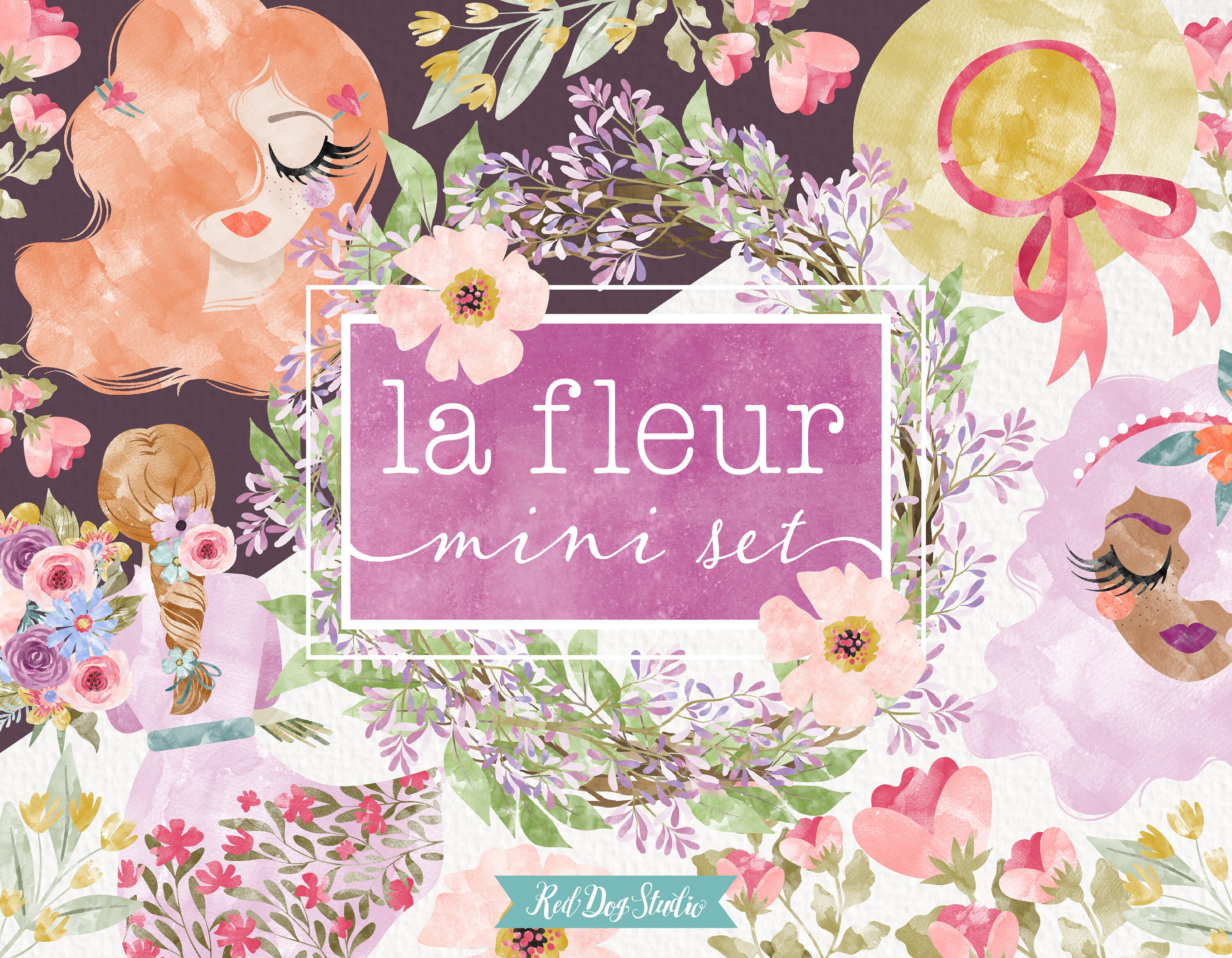 Watercolor Spring Clipart Girls Pretty Spring Watercolor | Etsy