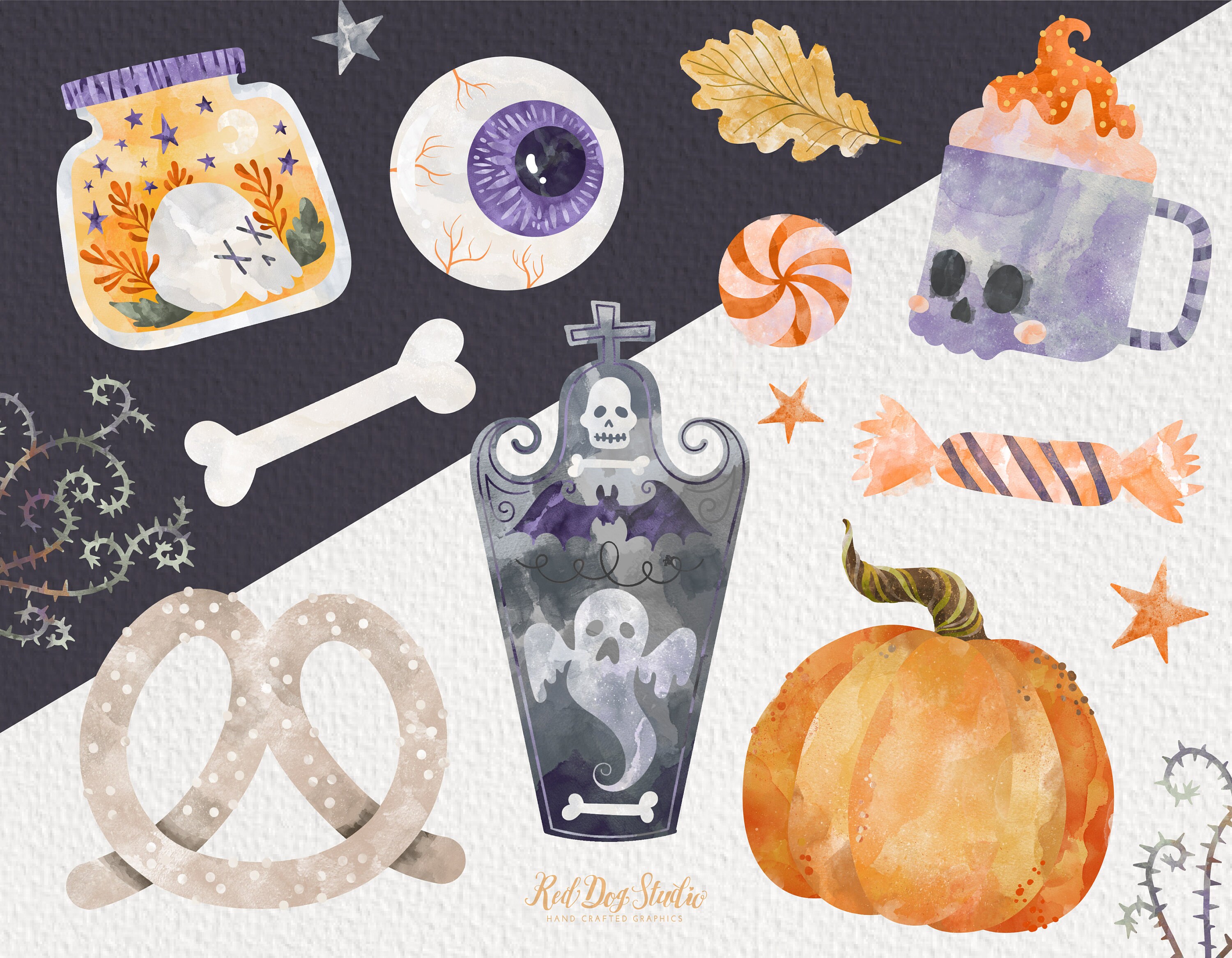 Halloween Watercolor Clipart Watercolor Halloween Clip Art - Etsy UK