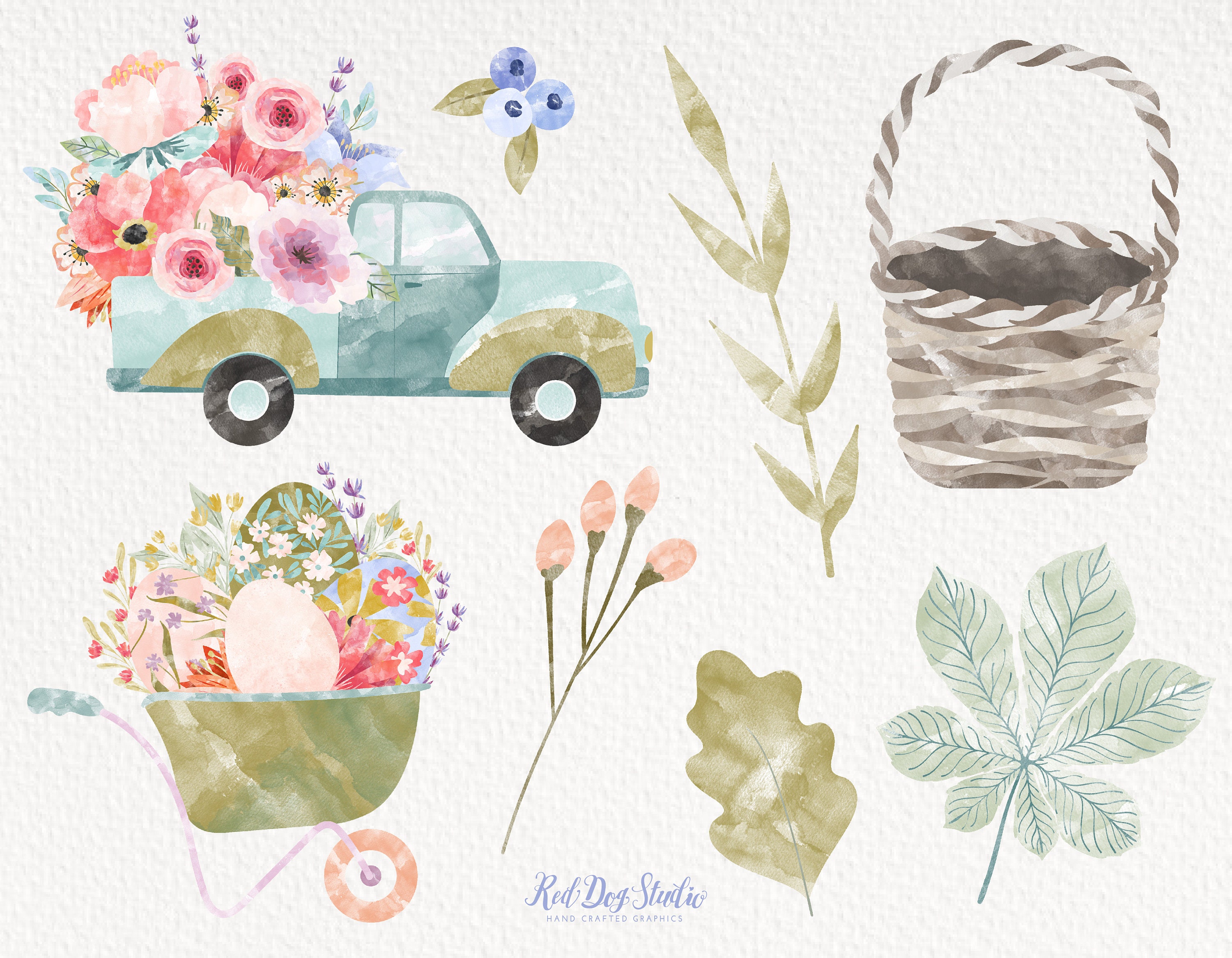 Watercolor Easter Clip Art Rustic Easter Country Spring | Etsy