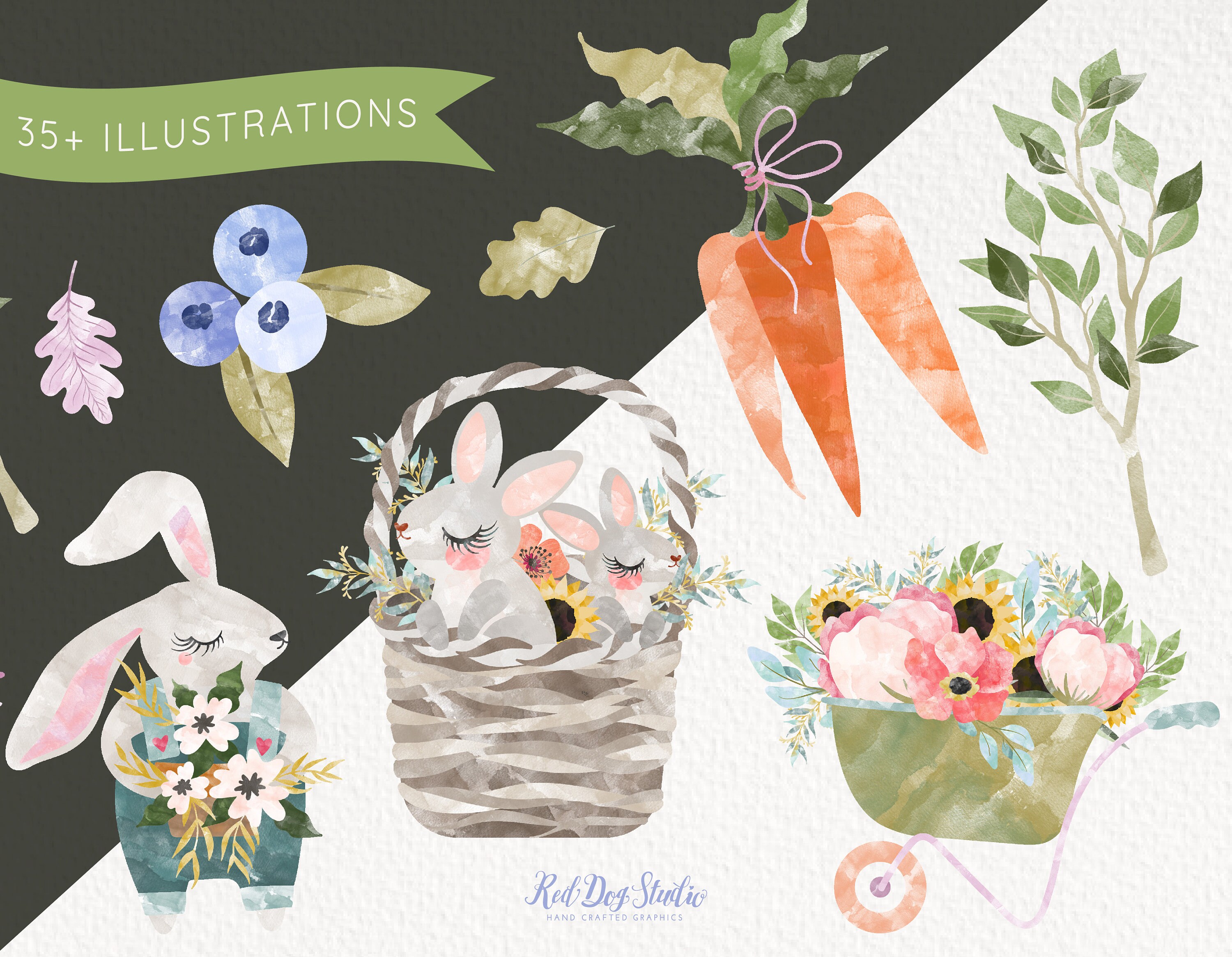 Watercolor Easter Clip Art Rustic Easter Country Spring - Etsy