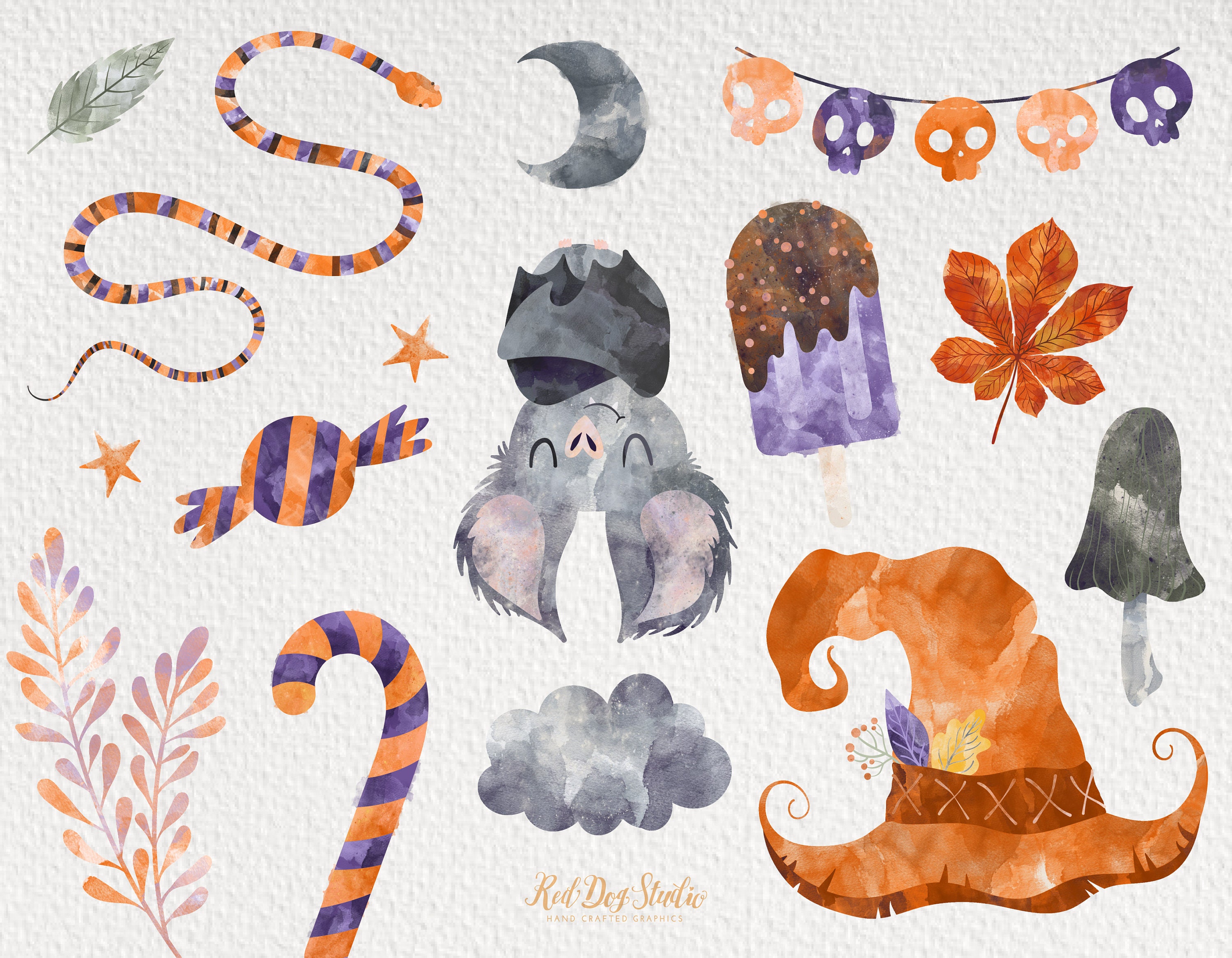 Halloween Watercolor Clipart Watercolor Halloween Clip Art - Etsy UK