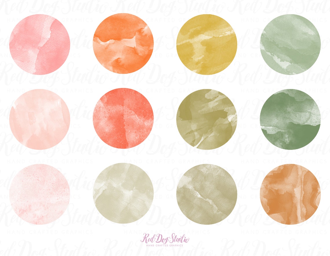 Watercolor Circles Clipart, Watercolor Story Highlight Icons, Hand ...