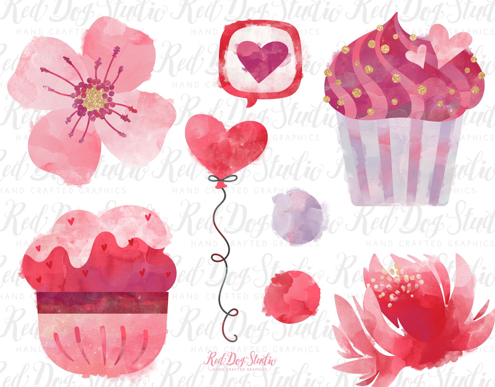Valentine Clip Art Watercolor Valentines Day Clipart - Etsy