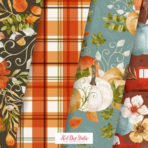 Watercolor Autumn Digital Paper Pack, Watercolor Pumpkin Paper ...