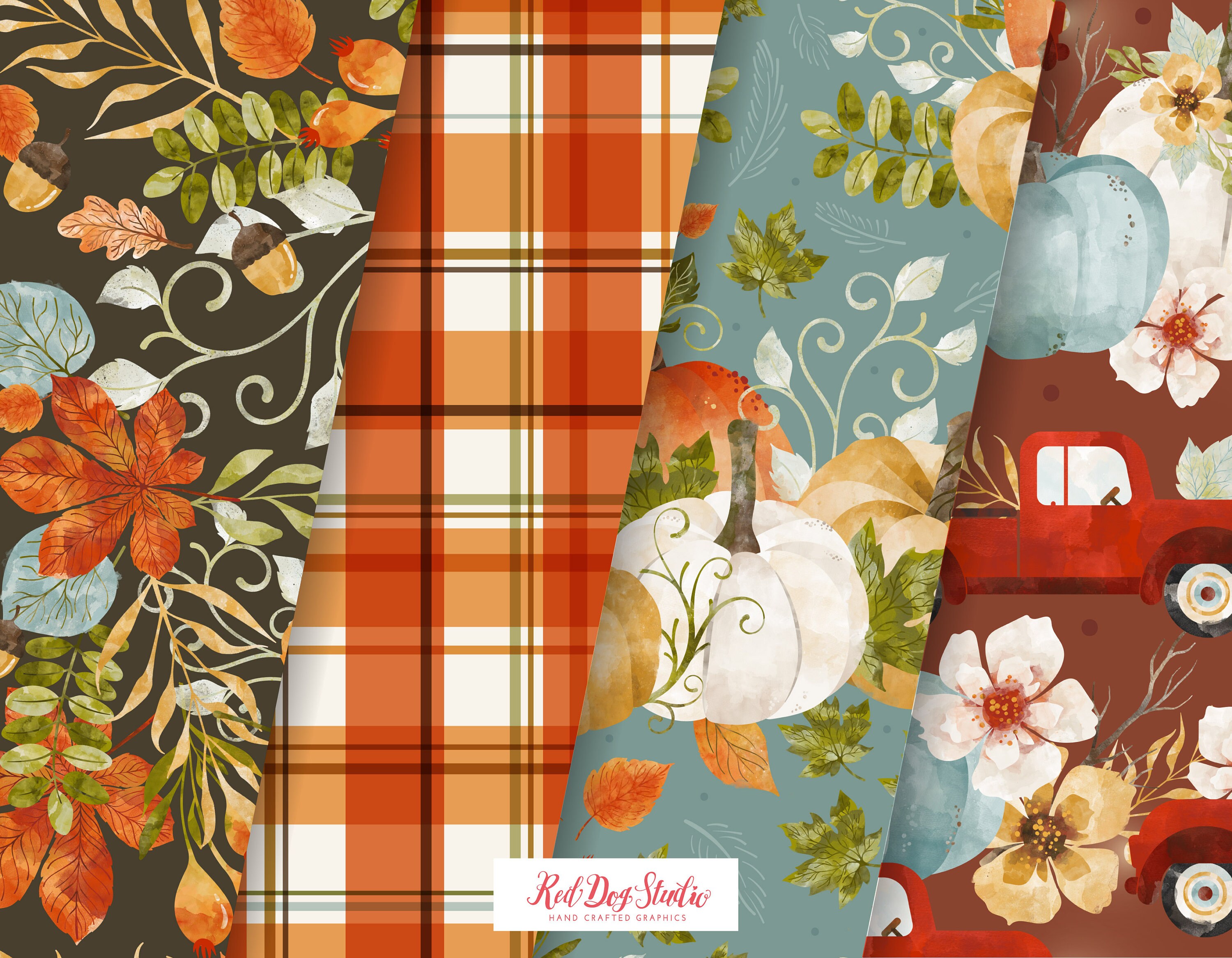 Watercolor Autumn Digital Paper Pack Watercolor Pumpkin - Etsy