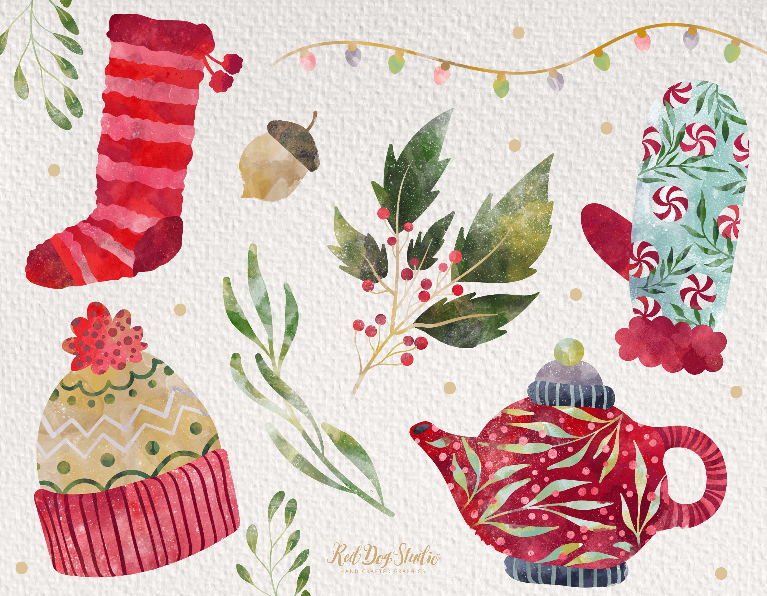 Cozy Watercolor Clipart Graphics Winter Clip Art Watercolor | Etsy