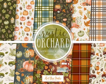 Watercolor Autumn Digital Paper Pack, Watercolor Pumpkin Paper ...