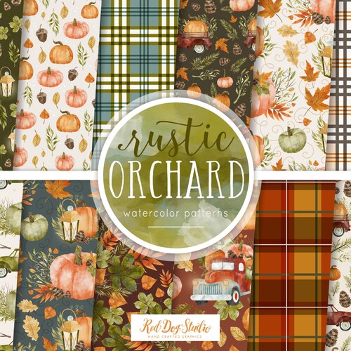 Watercolor Autumn Digital Paper Pack Watercolor Pumpkin - Etsy