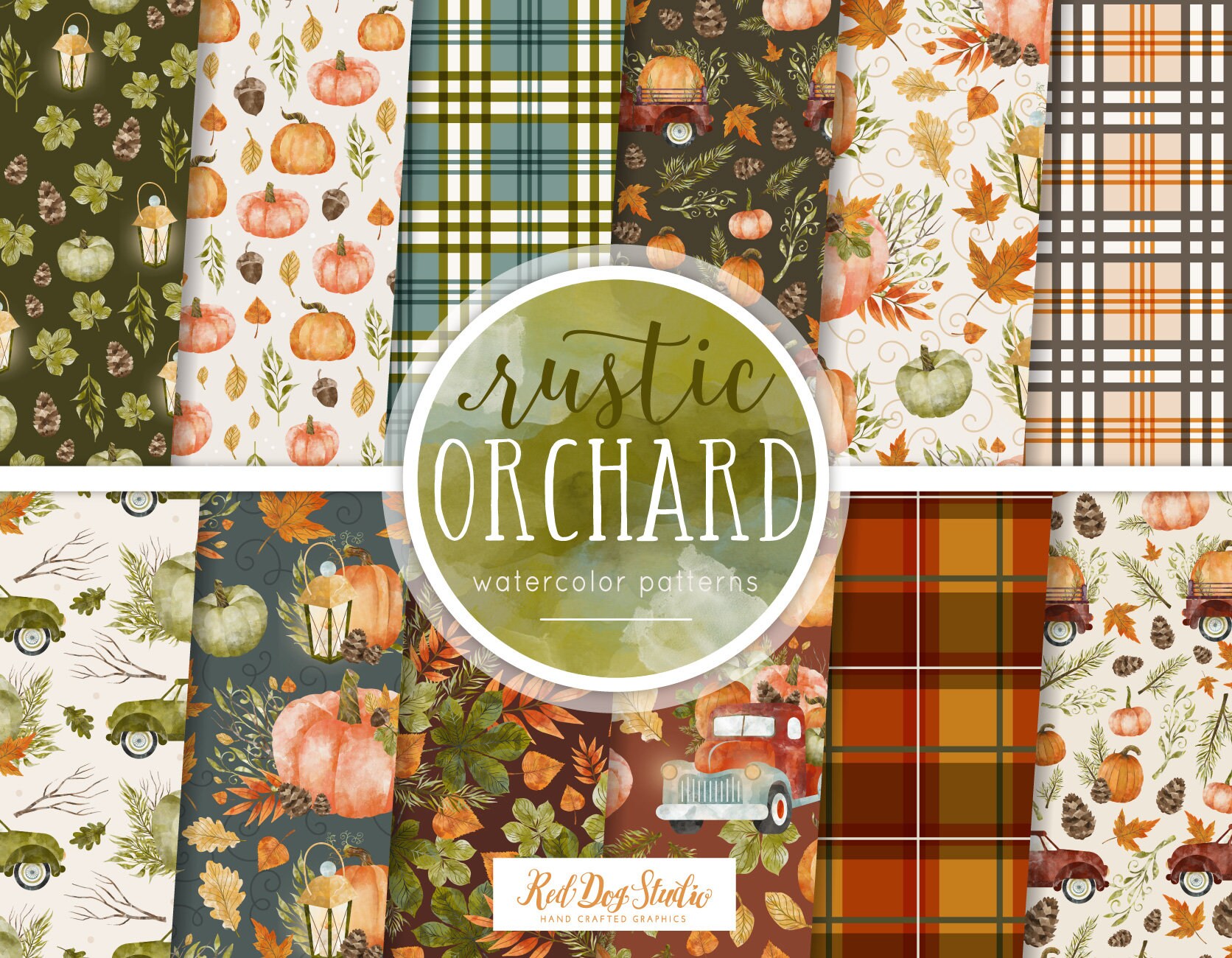 Watercolor Autumn Digital Paper Pumpkin Pattern Paper Fall | Etsy