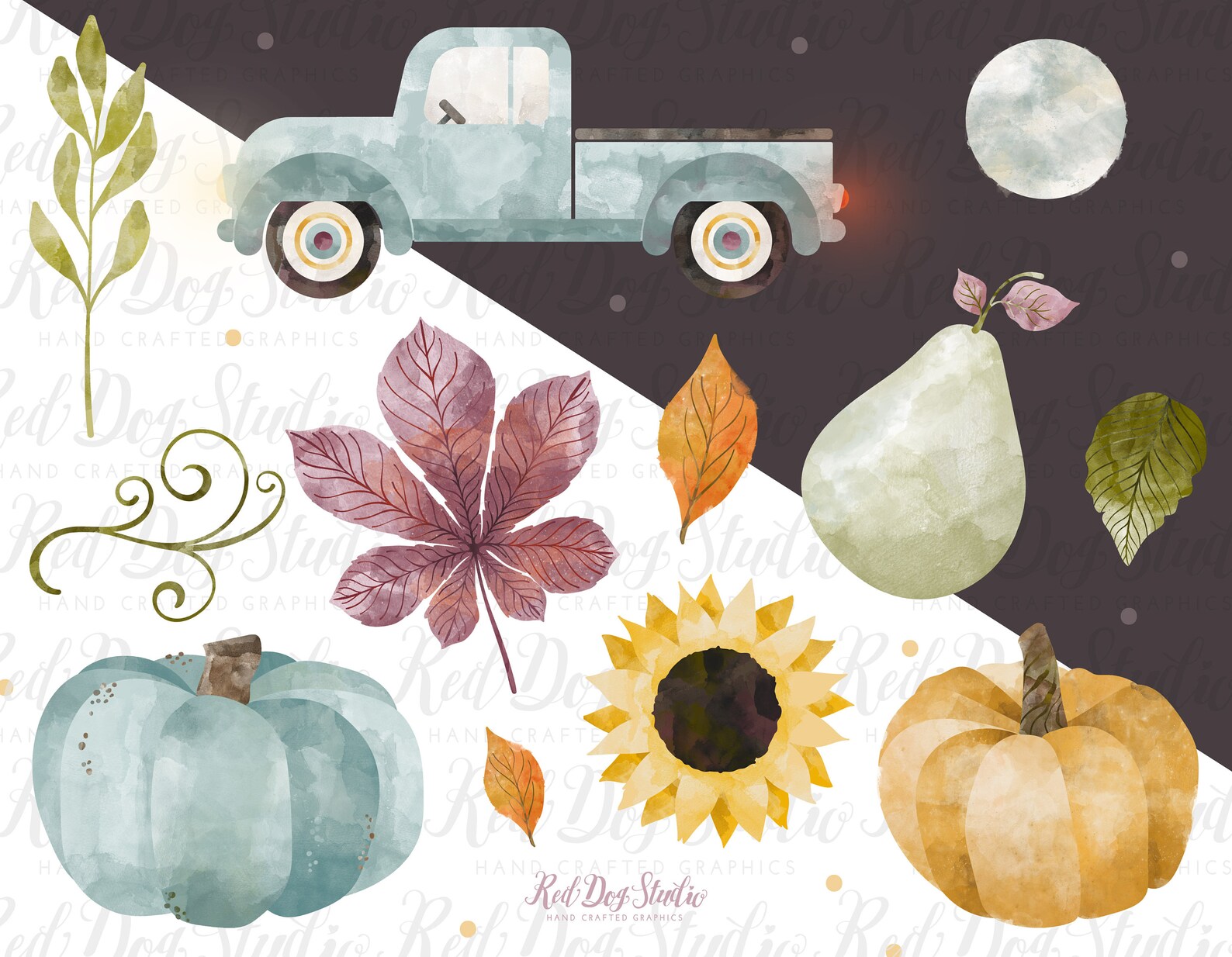 Autumn Harvest Clipart Illustrations Watercolor Pumpkin Clip - Etsy