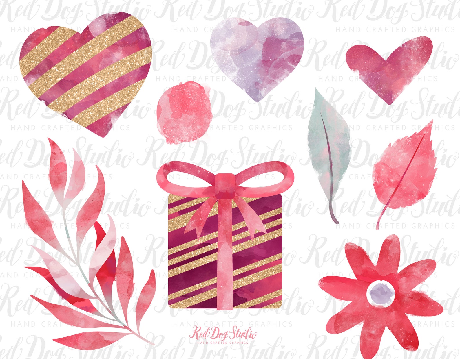 Valentine Clip Art Watercolor Valentines Day Clipart | Etsy