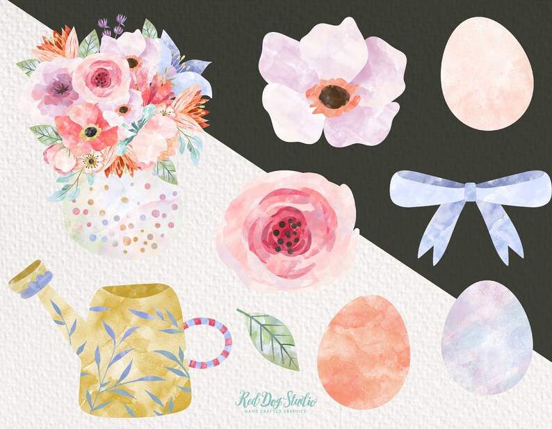 Watercolor Spring Clipart Bunny Rabbit, Watercolor Easter Clip Art ...