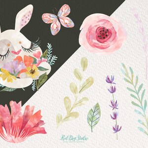 Watercolor Spring Clipart Bunny Rabbit, Watercolor Easter Clip Art ...