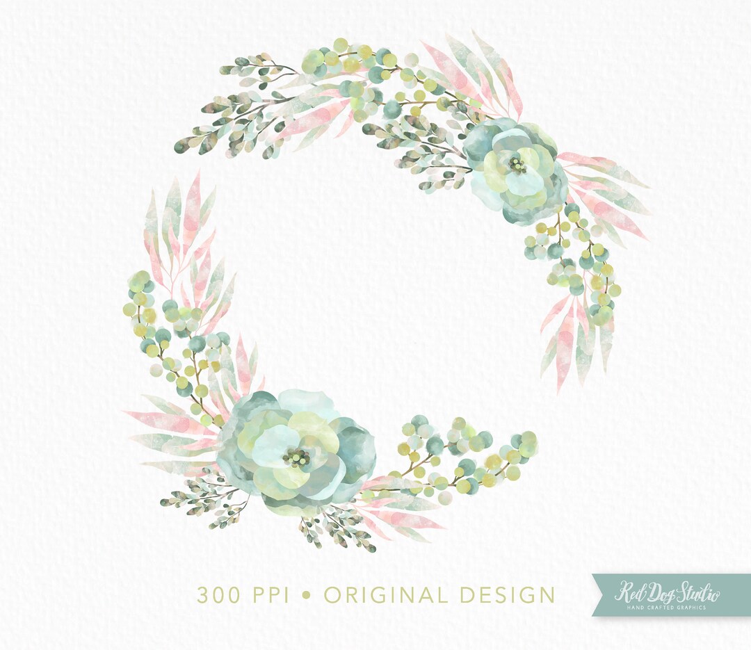 Watercolor Succulent Wreath PNG Clipart Image, Cactus Sublimation File ...