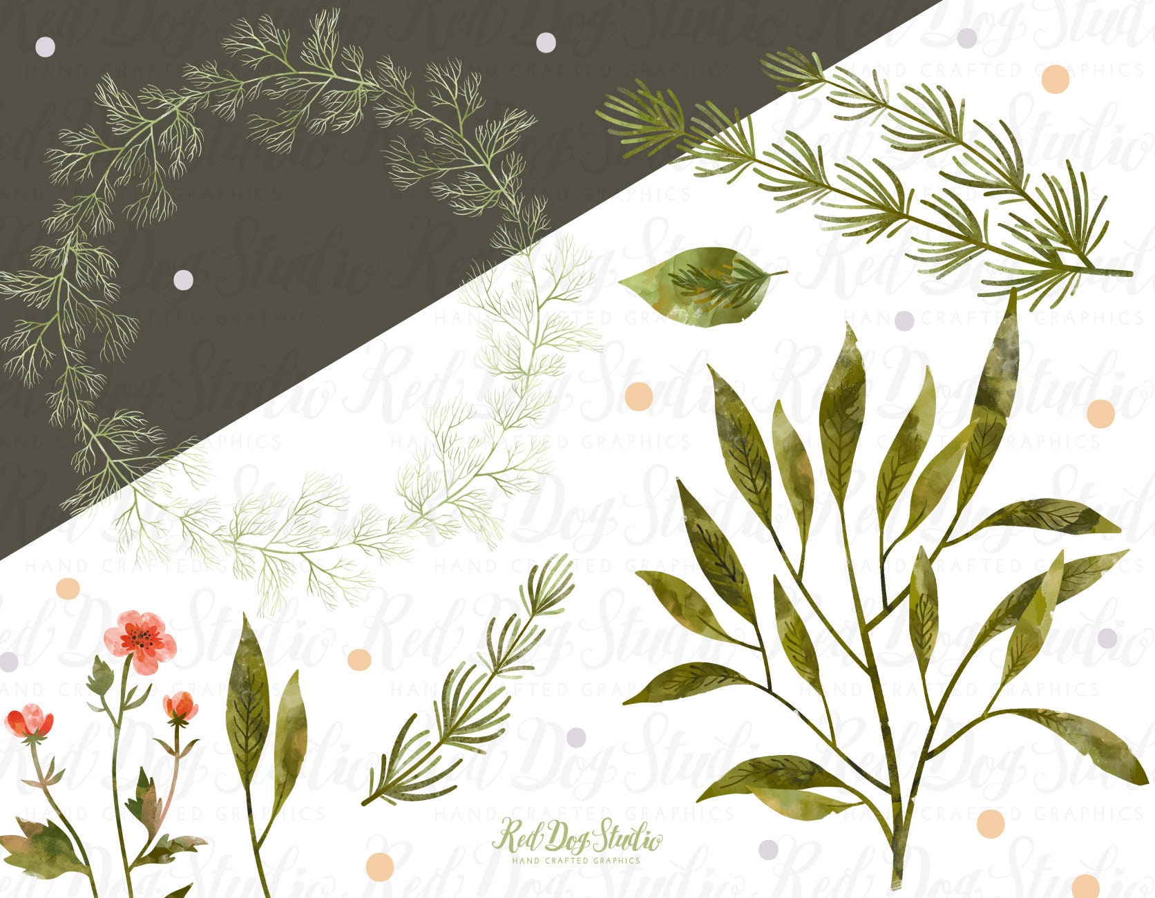 Watercolor Greenery Clip Art Watercolor Clipart Wedding | Etsy