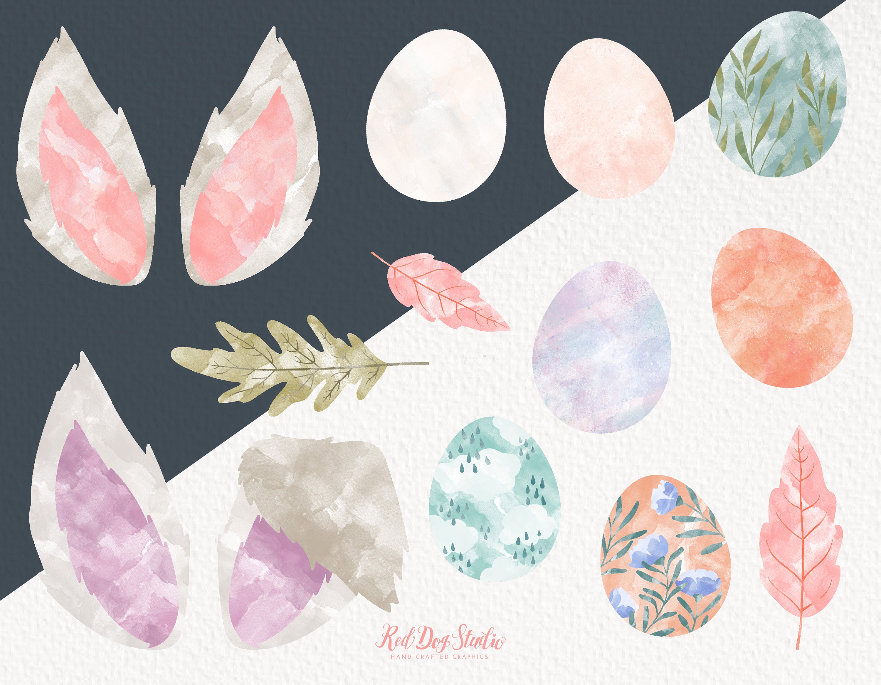 Watercolor Easter Clip Art Watercolor Flowers Bunny Rabbit | Etsy