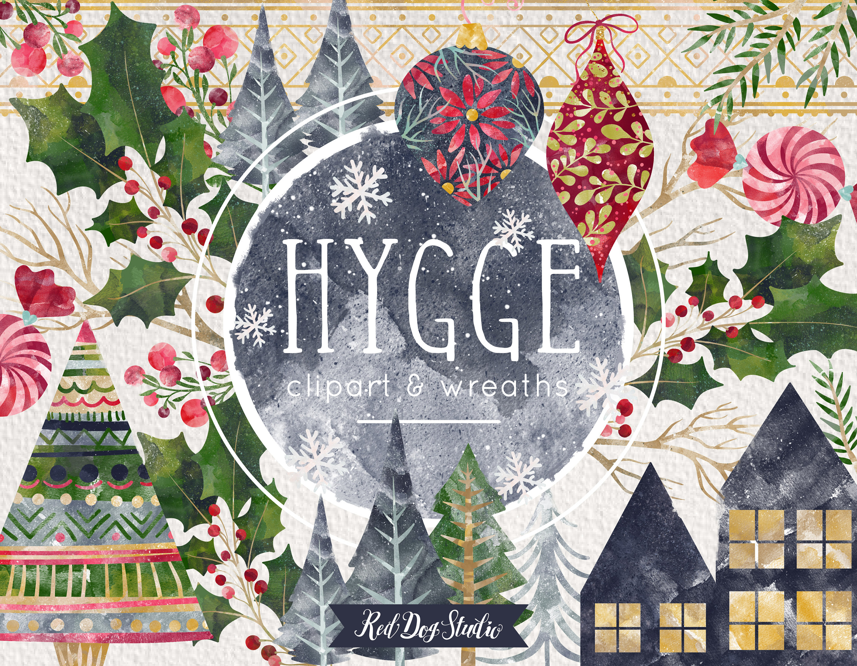 Hygge Clipart Illustrations Watercolor Clip Art Instant | Etsy