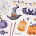 Watercolor Halloween Clipart Illustration Set, Watercolor Pumpkin Clip ...