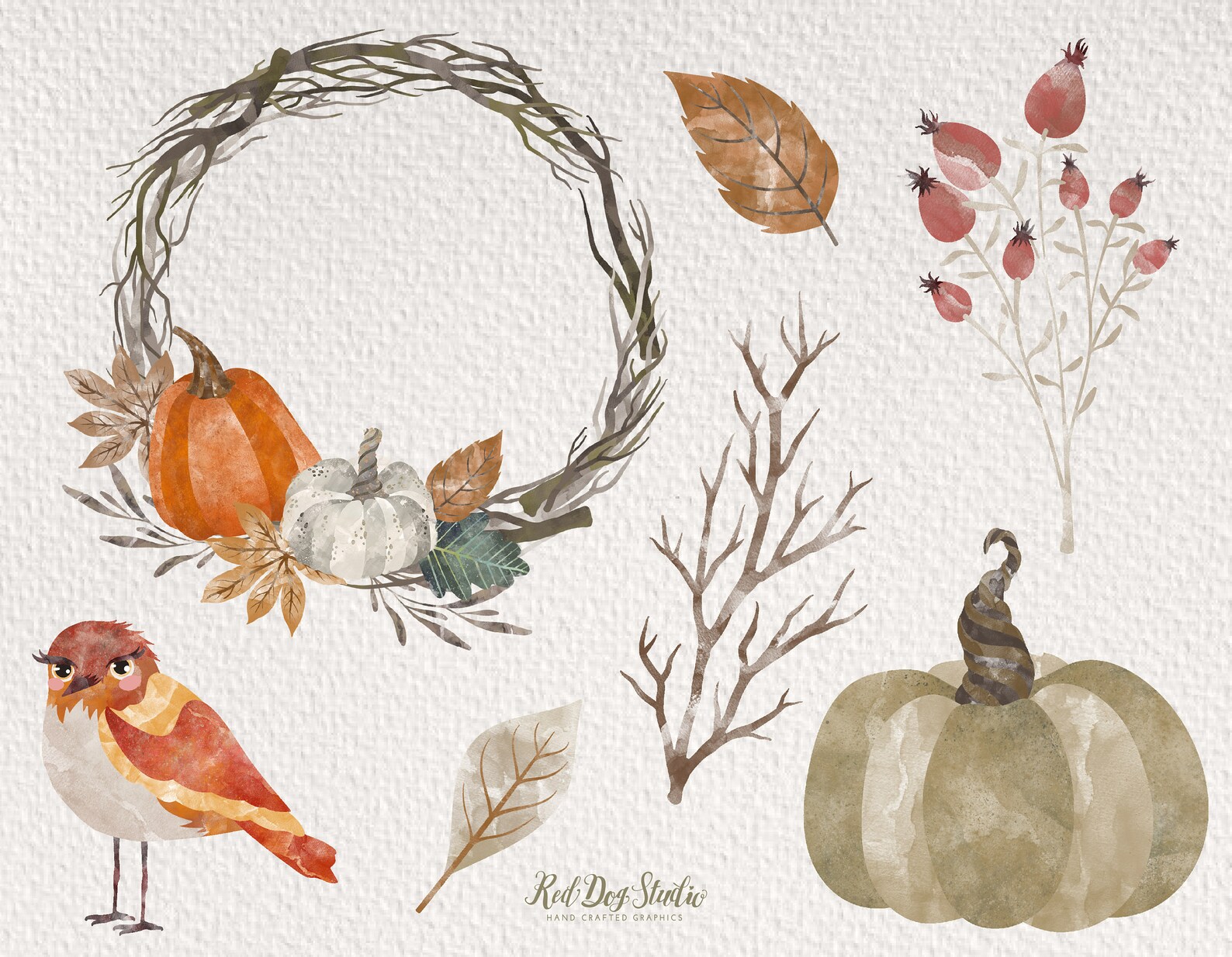 Watercolor Autumn Clipart, Watercolor Pumpkin Thanksgiving Clipart ...