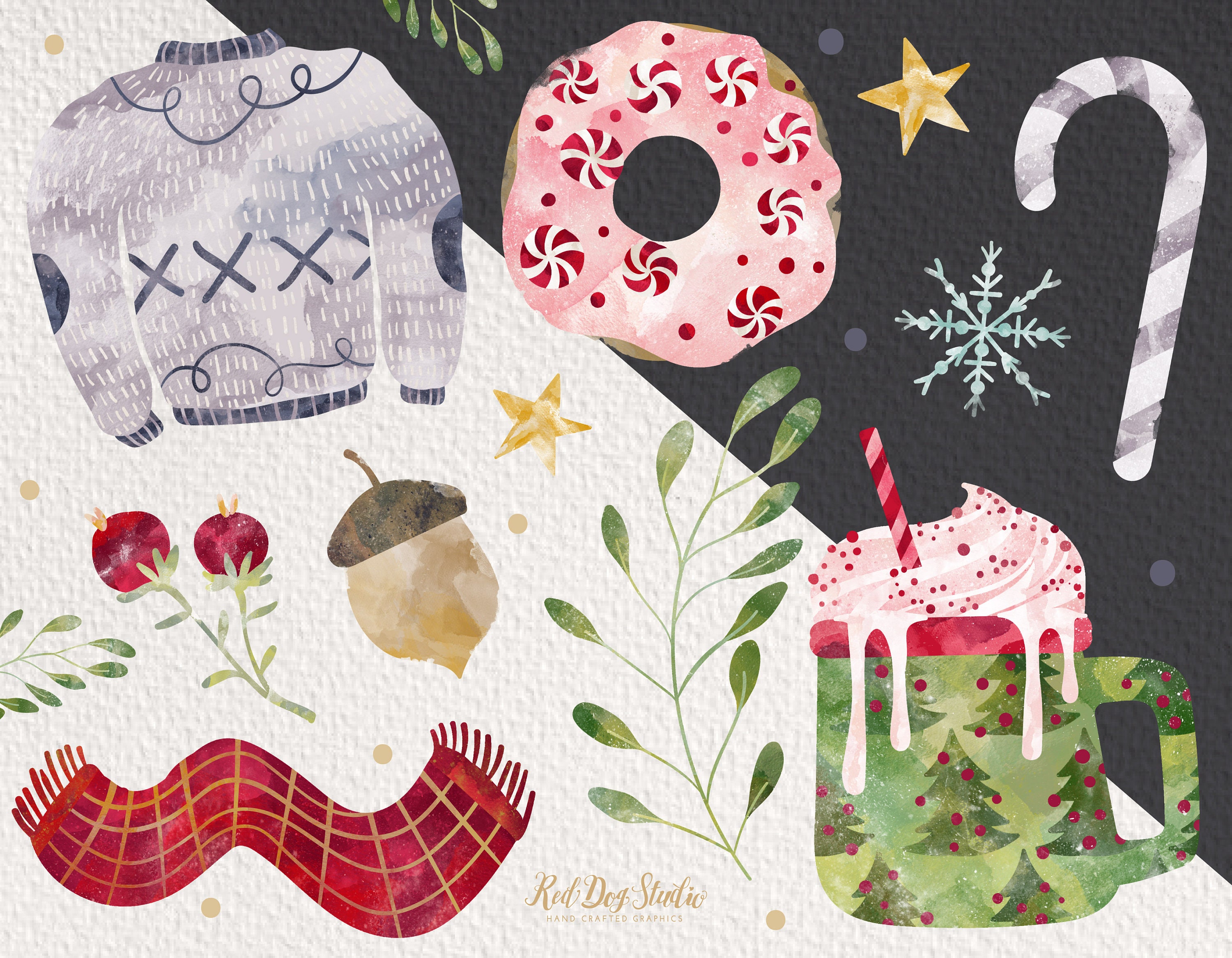 Cozy Watercolor Clipart Graphics Winter Clip Art Watercolor | Etsy