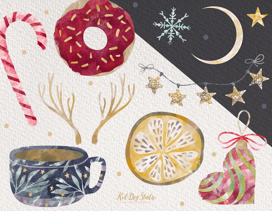 Cozy Watercolor Clipart Graphics Winter Clip Art Watercolor | Etsy