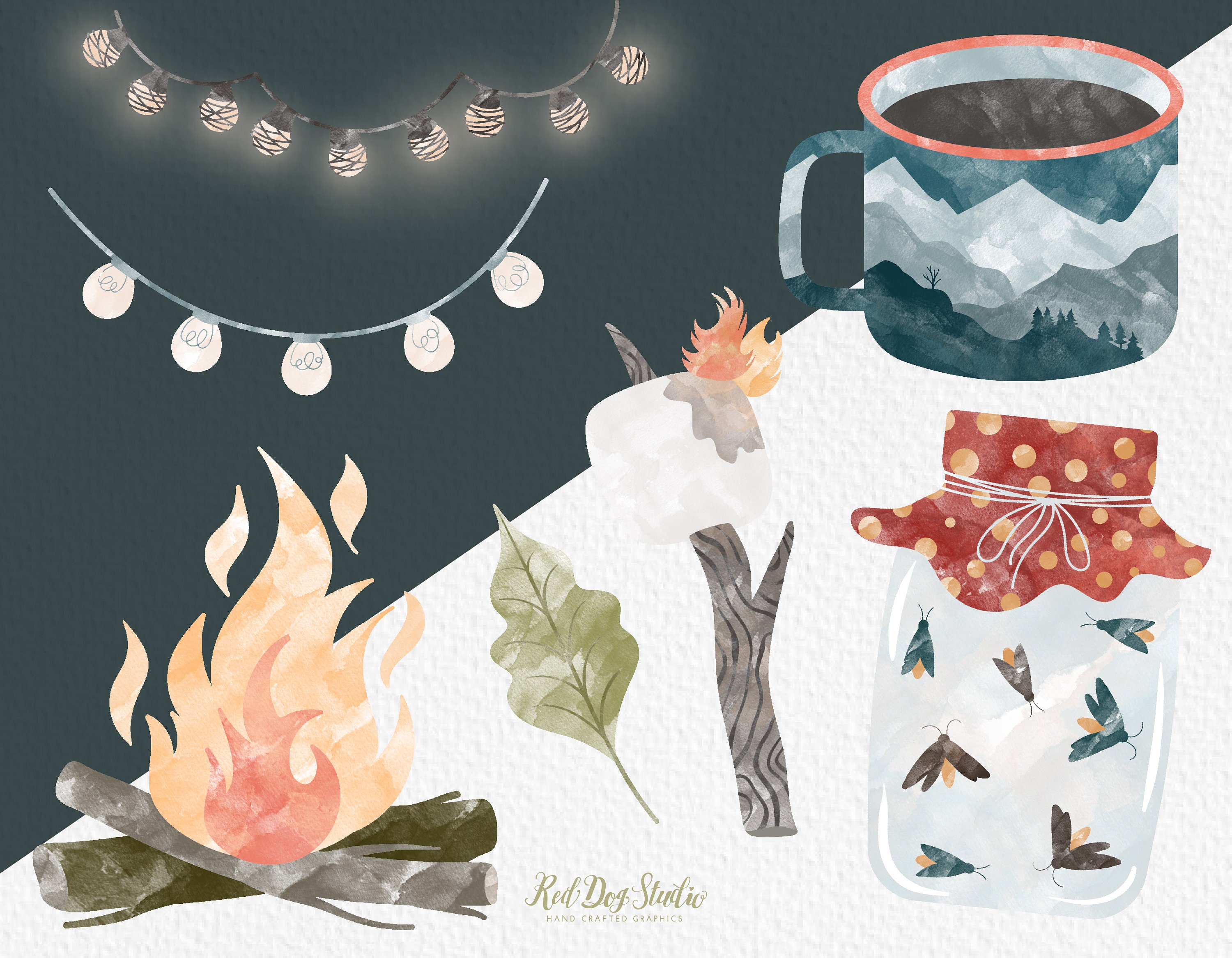 Camping Clipart Watercolor Forest Clip Art PNG Pine Trees - Etsy