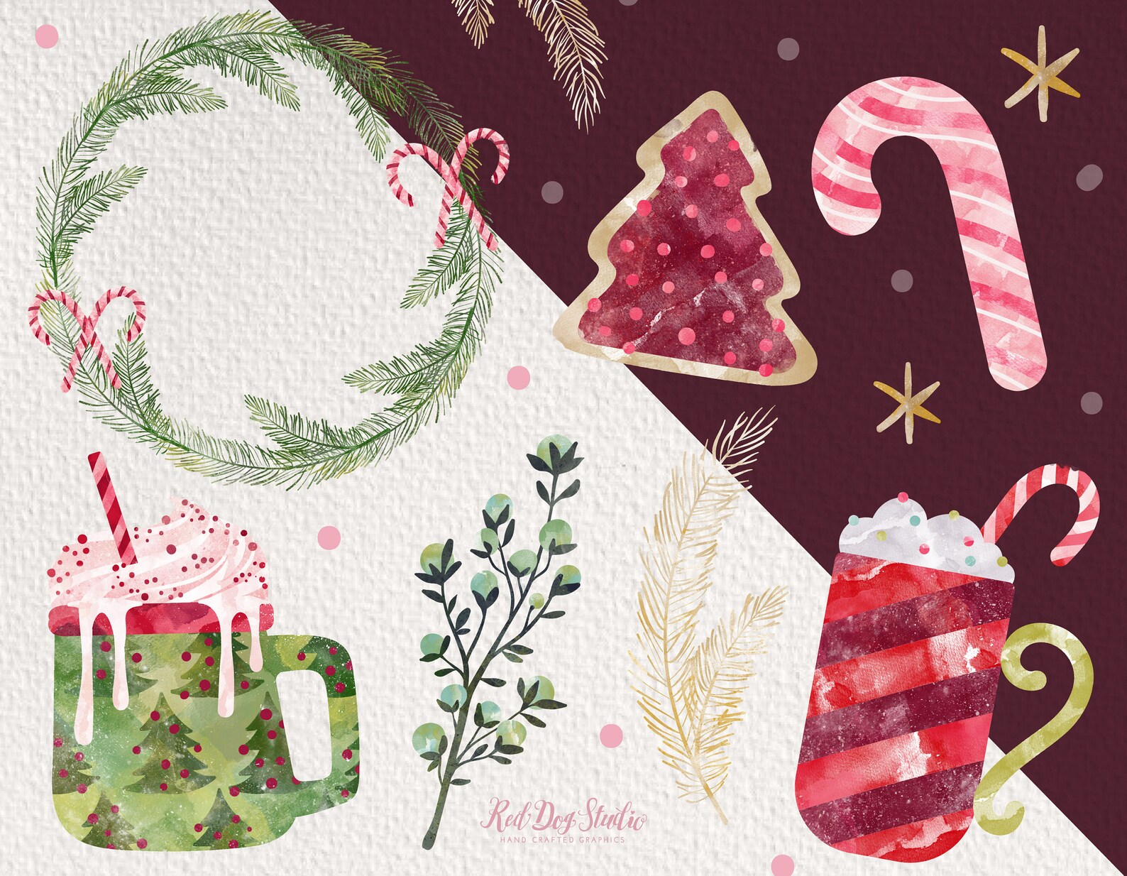 Winter Cafe Clipart Images Watercolor Holiday Clipart Candy - Etsy