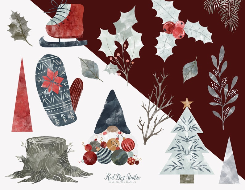 Watercolor Winter Gnome Clipart, Watercolor Christmas Gnomes, Gnome ...