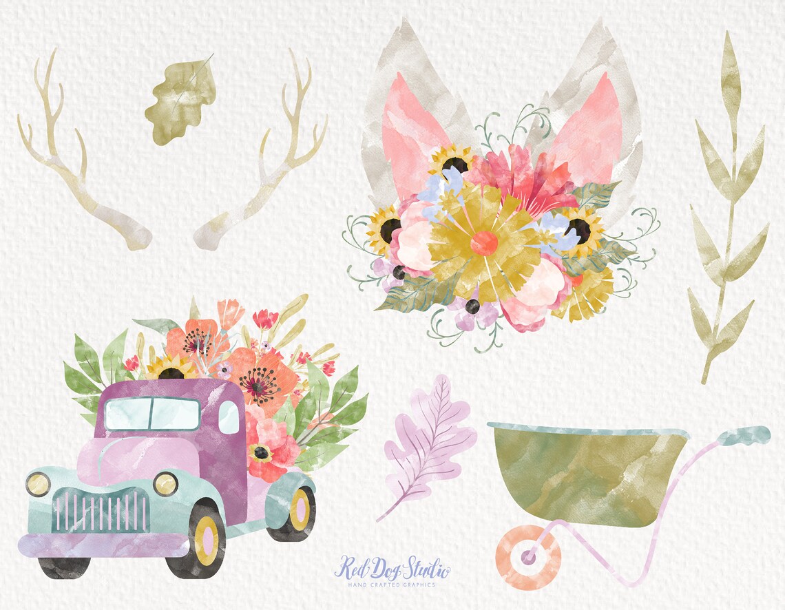 Watercolor Easter Clip Art Rustic Easter Country Spring | Etsy