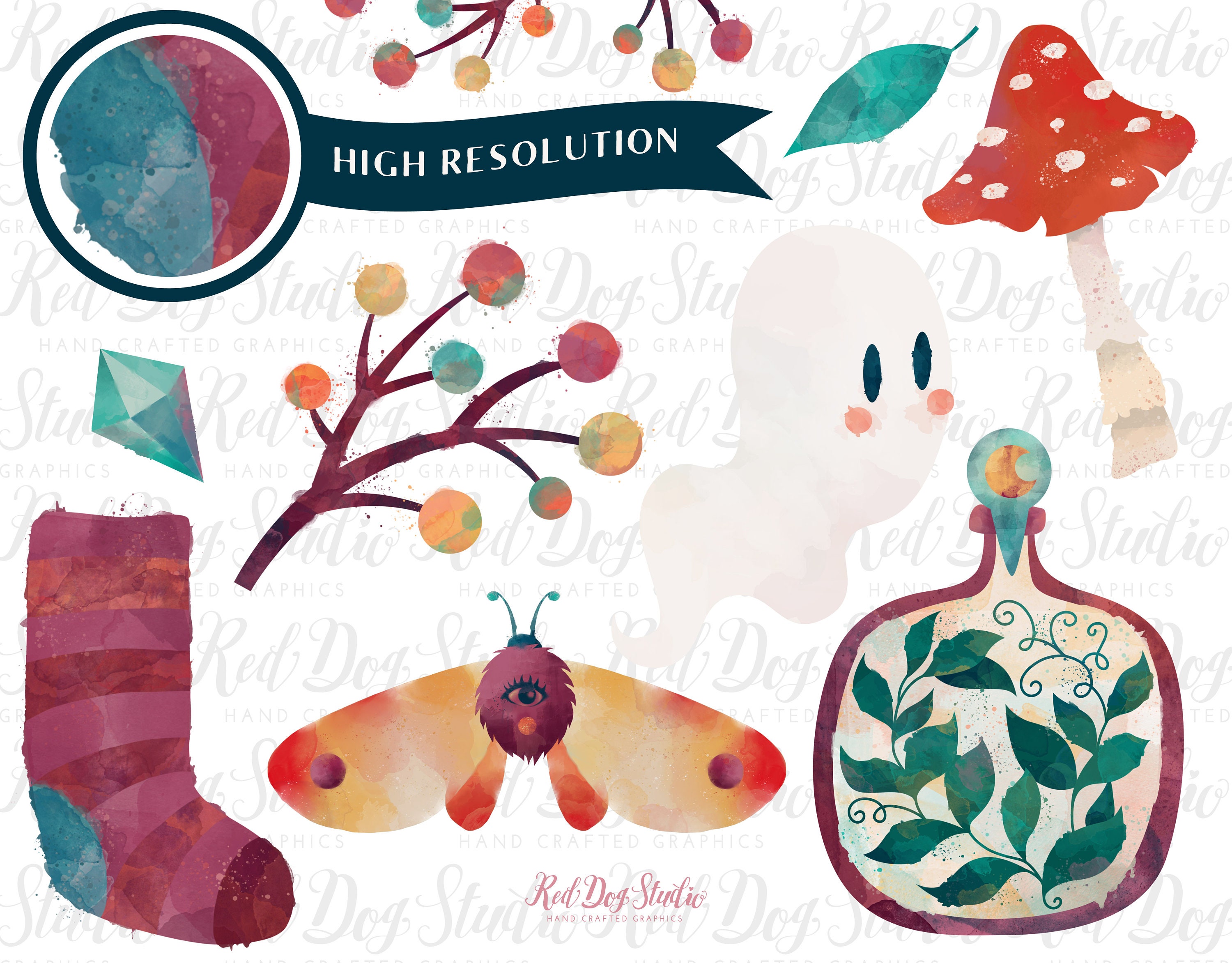 Watercolor Witch Clipart Magic Autumn Clip Art Watercolor - Etsy