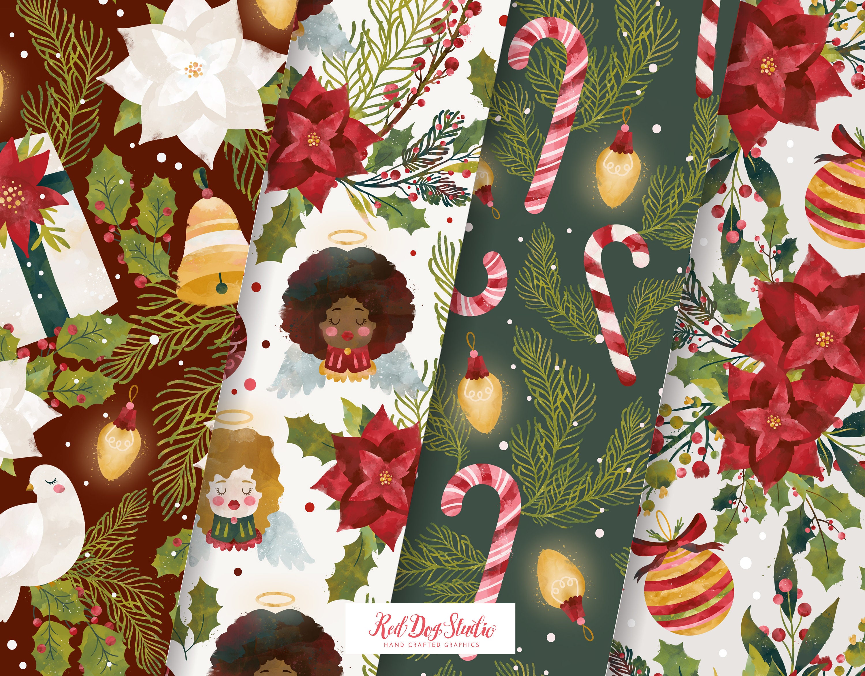 Holiday Pattern Set Christmas Digital Paper Pack Christmas - Etsy
