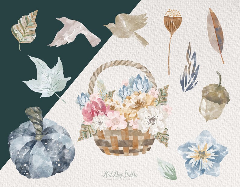 Fall Watercolor Clipart Thanksgiving Clipart Watercolor - Etsy