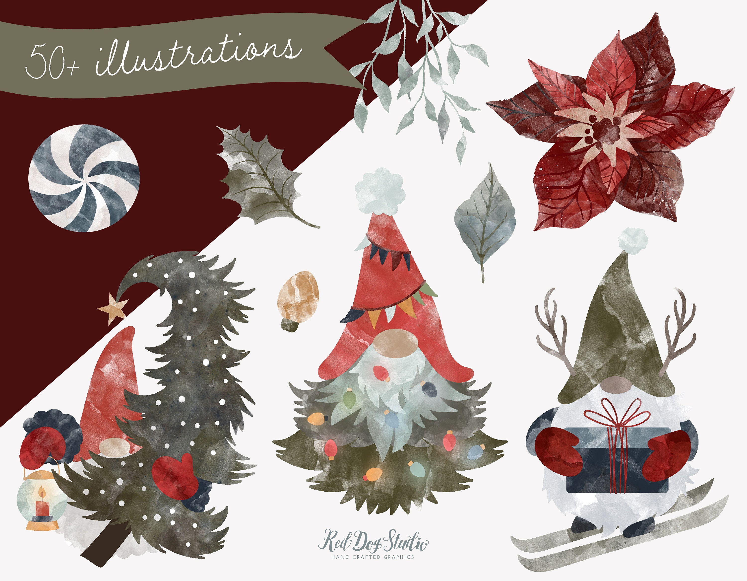 Watercolor Winter Gnome Clipart Watercolor Christmas Gnomes - Etsy