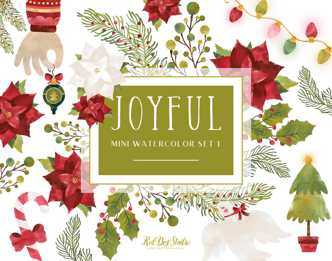 Watercolor Christmas Clip Art Graphics, Holiday Greenery, Christmas ...