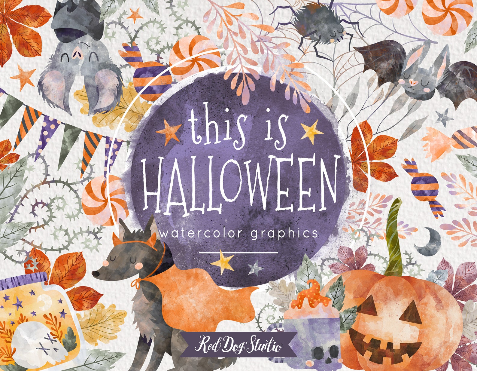 Halloween Watercolor Clipart Watercolor Halloween Clip Art - Etsy