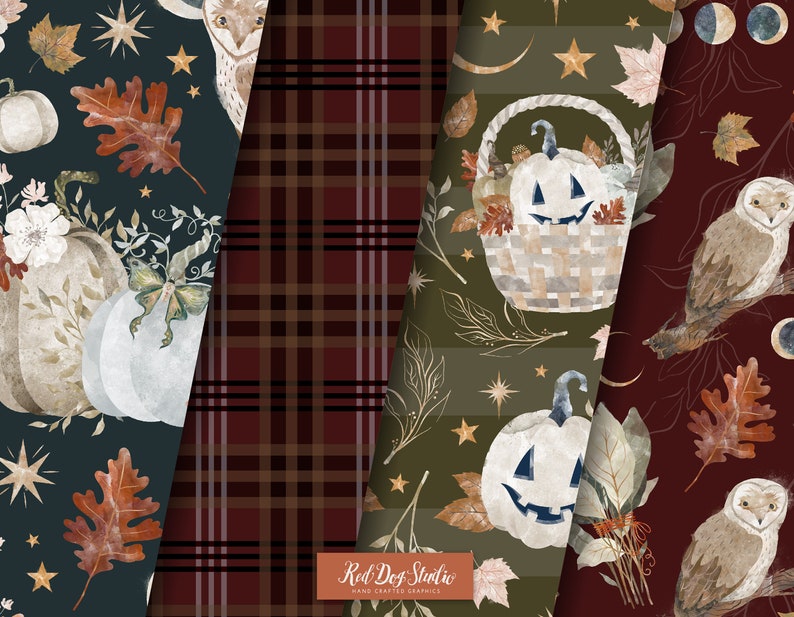 Watercolor Halloween Seamless Patterns Paper Pack Digital Download ...