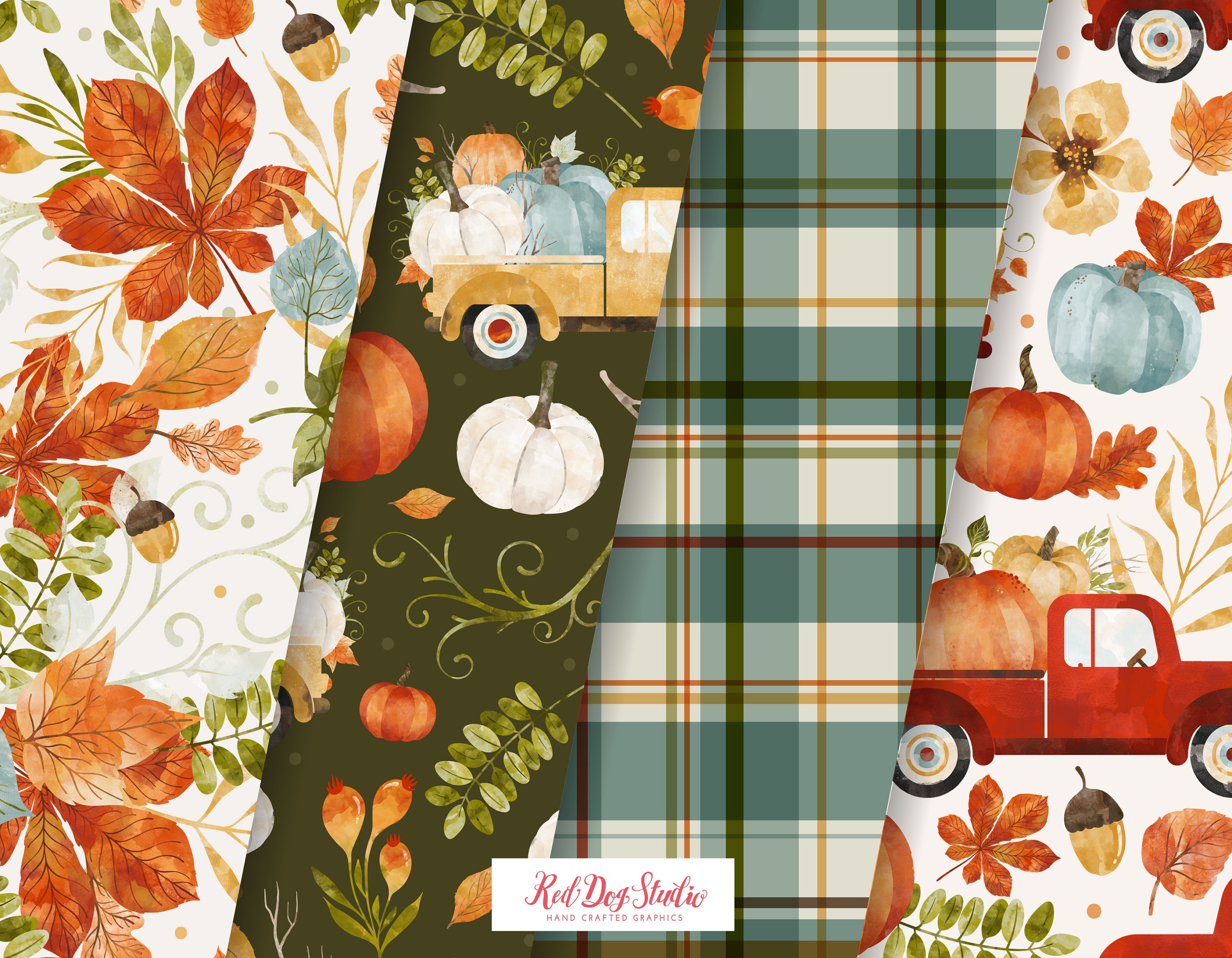 Watercolor Autumn Digital Paper Pack Watercolor Pumpkin - Etsy