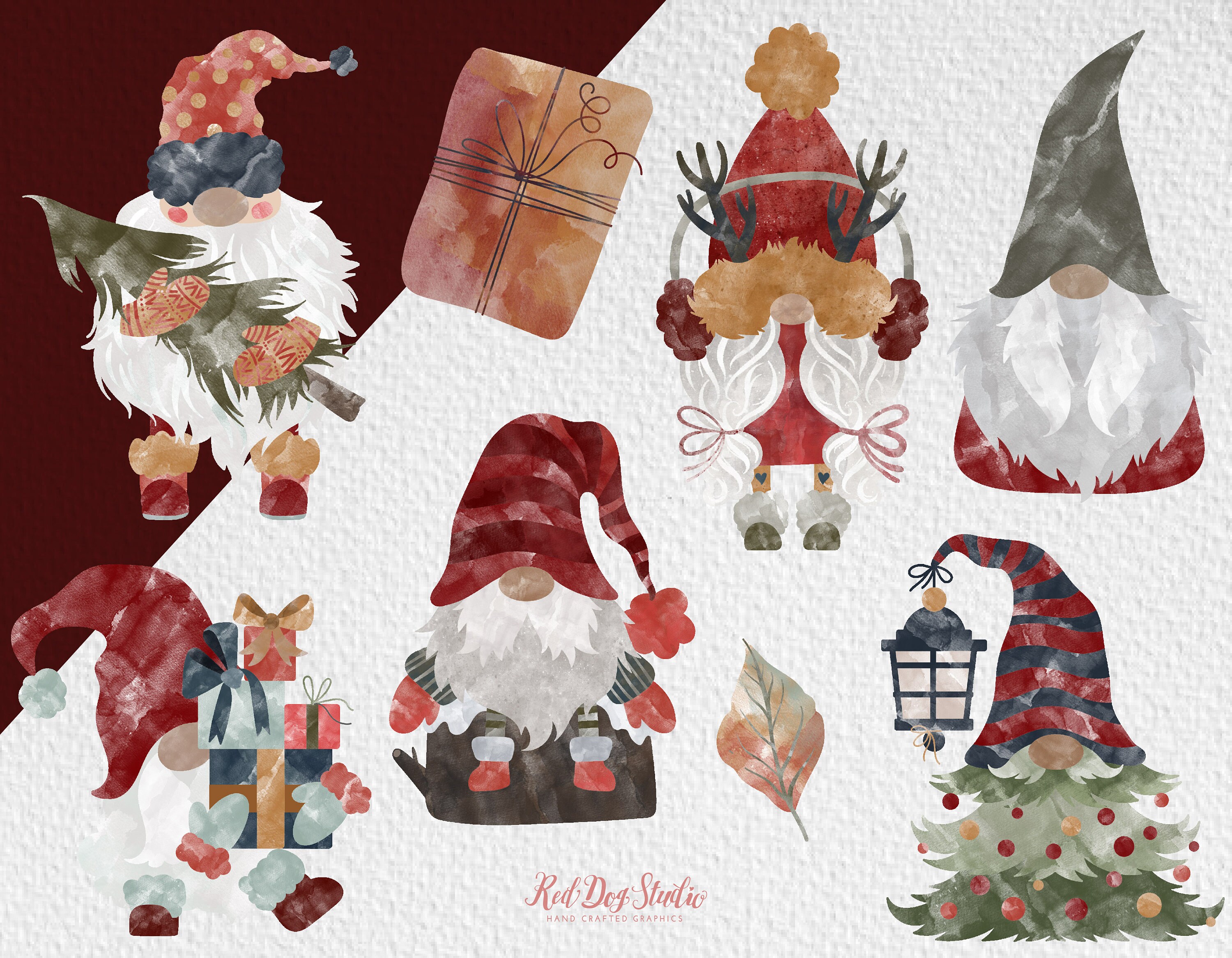 Watercolor Gnome Clipart Watercolor Christmas Gnomes Gnome | Etsy