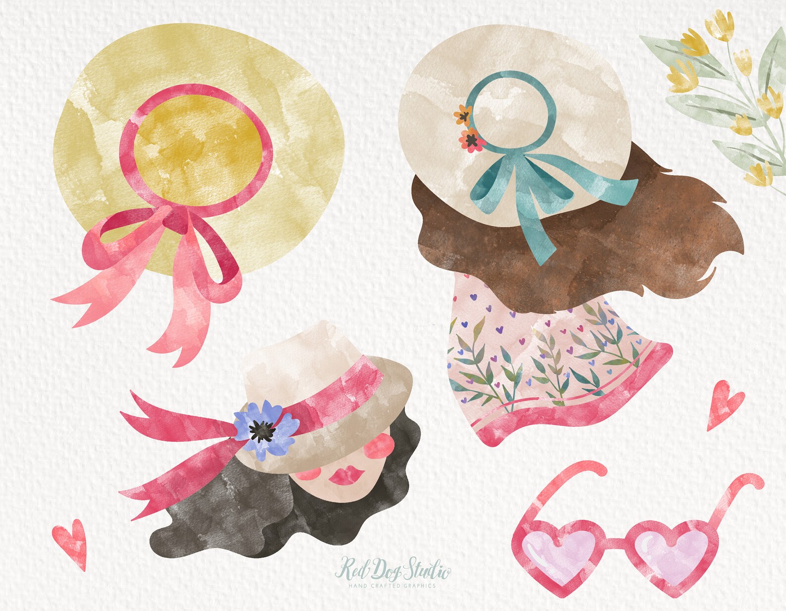 Watercolor Spring Clipart Girls Pretty Spring Watercolor | Etsy