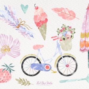 Watercolor Spring Clip Art, Summer Clipart, Watercolor Girls Clip Art ...