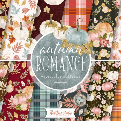 Watercolor Autumn Digital Paper Pack Watercolor Pumpkin - Etsy