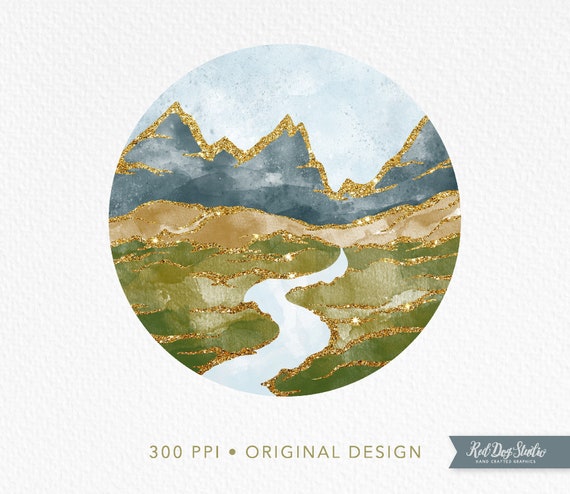 Berg Fluss Clipart Berge Und Fluss Stock Illustrationen, Vektoren,