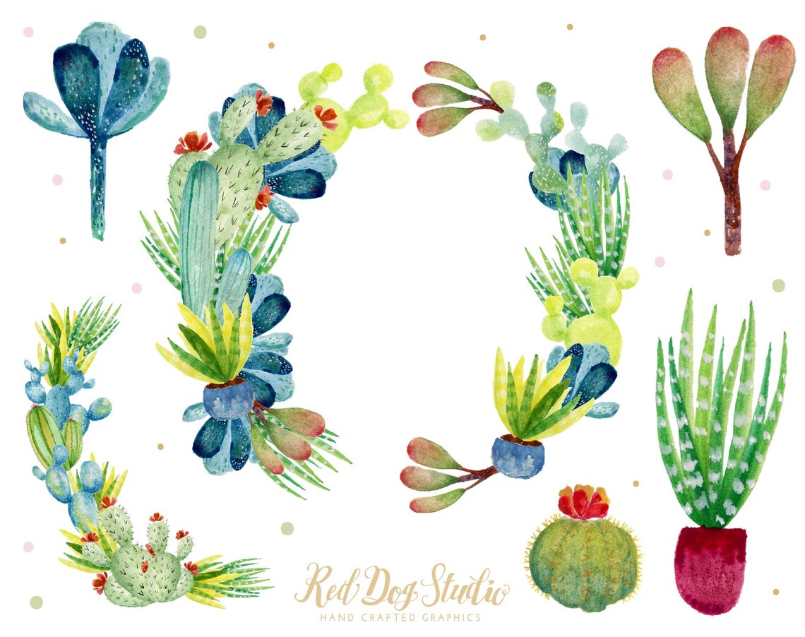 Watercolor Cactus Clipart Set Hand Painted Cactus Clip Art - Etsy