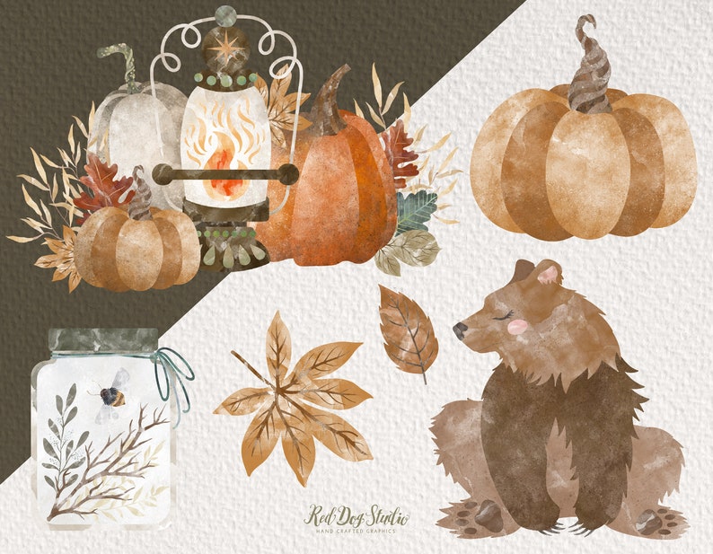 Watercolor Autumn Clipart Watercolor Pumpkin Thanksgiving - Etsy