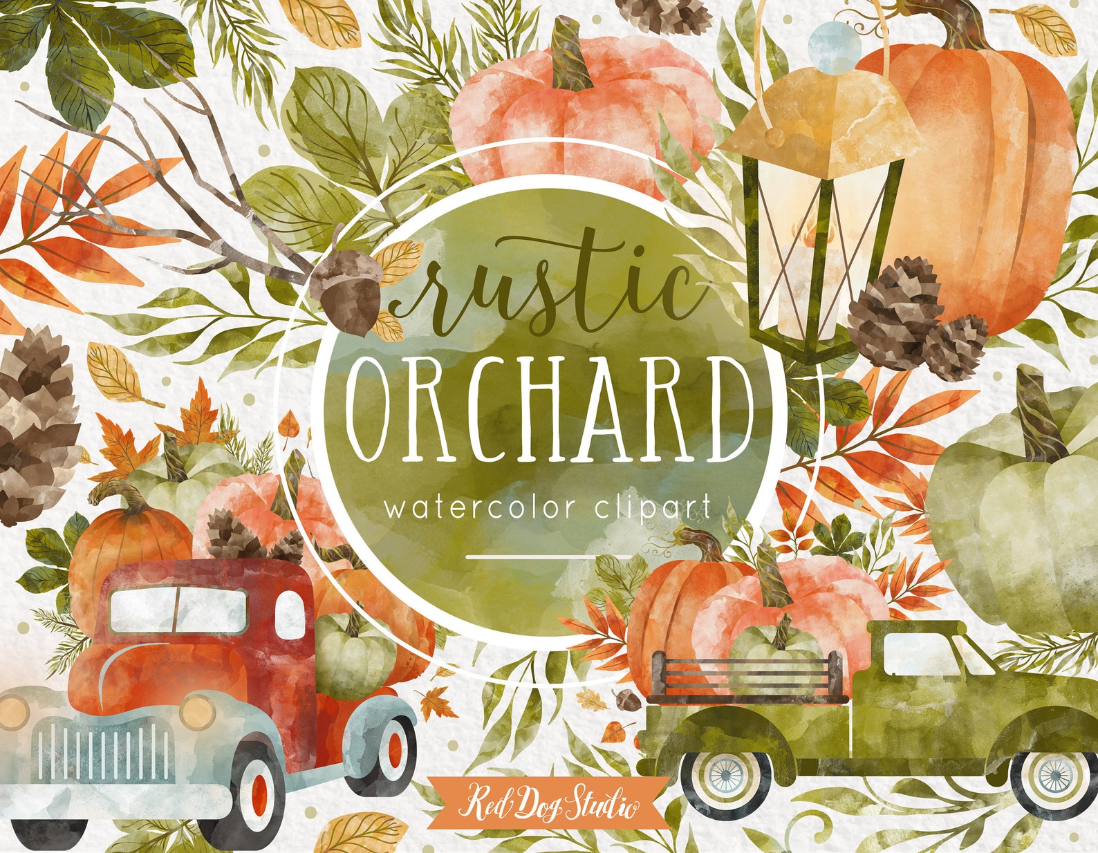 Autumn Pumpkin Clipart, Watercolor Pumpkin Clip Art, Watercolor Truck ...