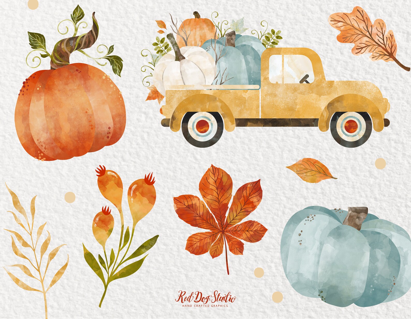 Autumn Pumpkin Clipart Illustrations Watercolor Pumpkin Clip - Etsy