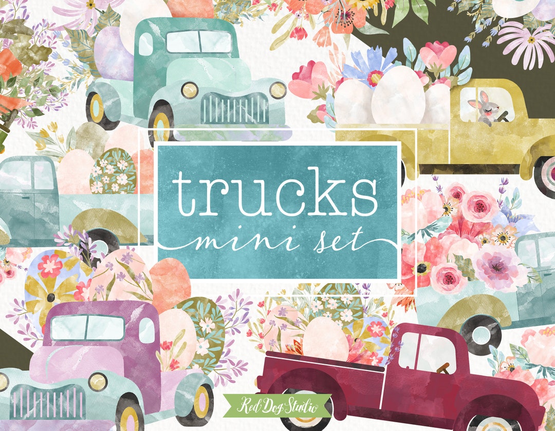 Watercolor Easter Truck Clip Art Images, Watercolor Truck With Easter ...