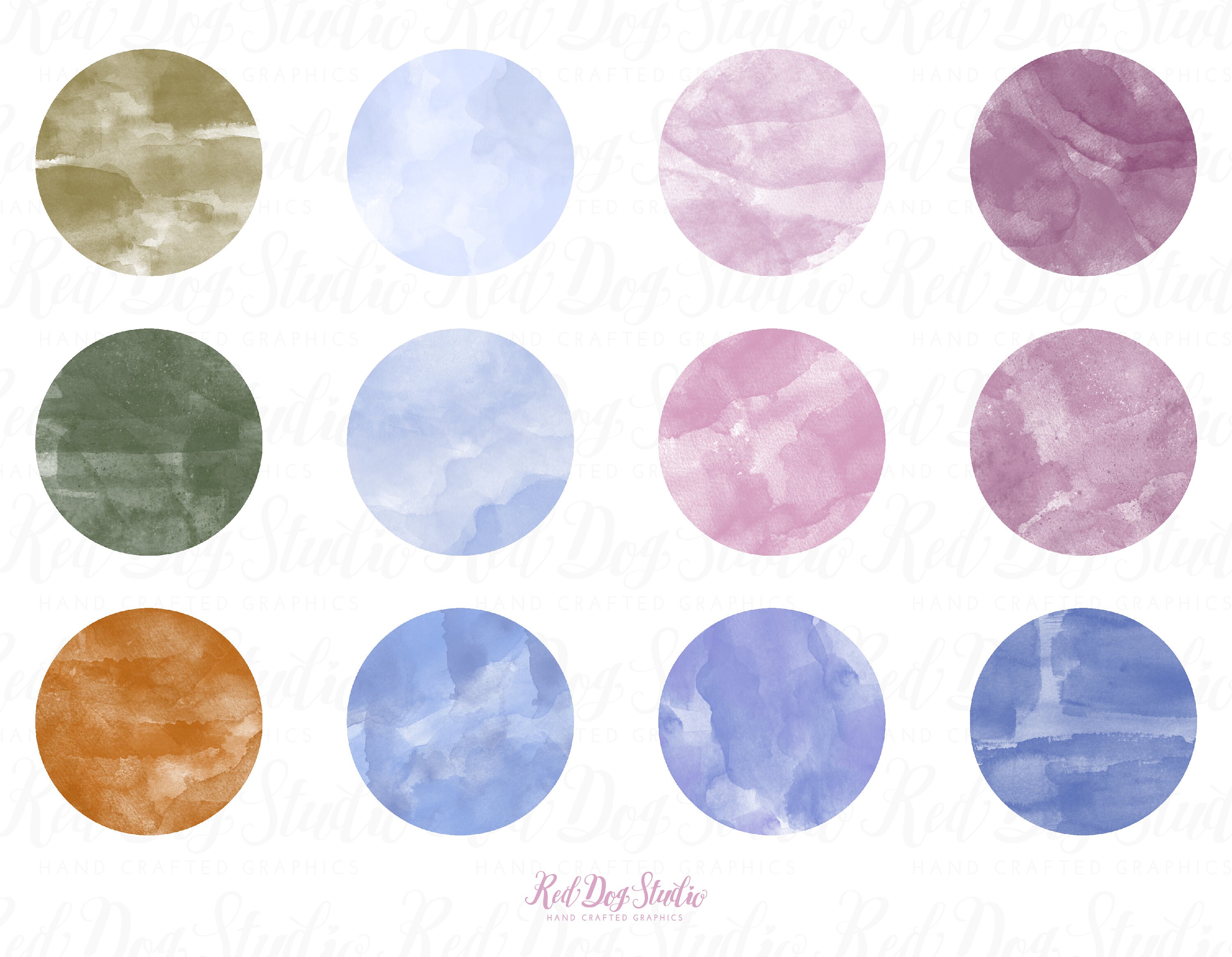 Watercolor Circles Clipart, Watercolor Story Highlight Icons, Hand ...