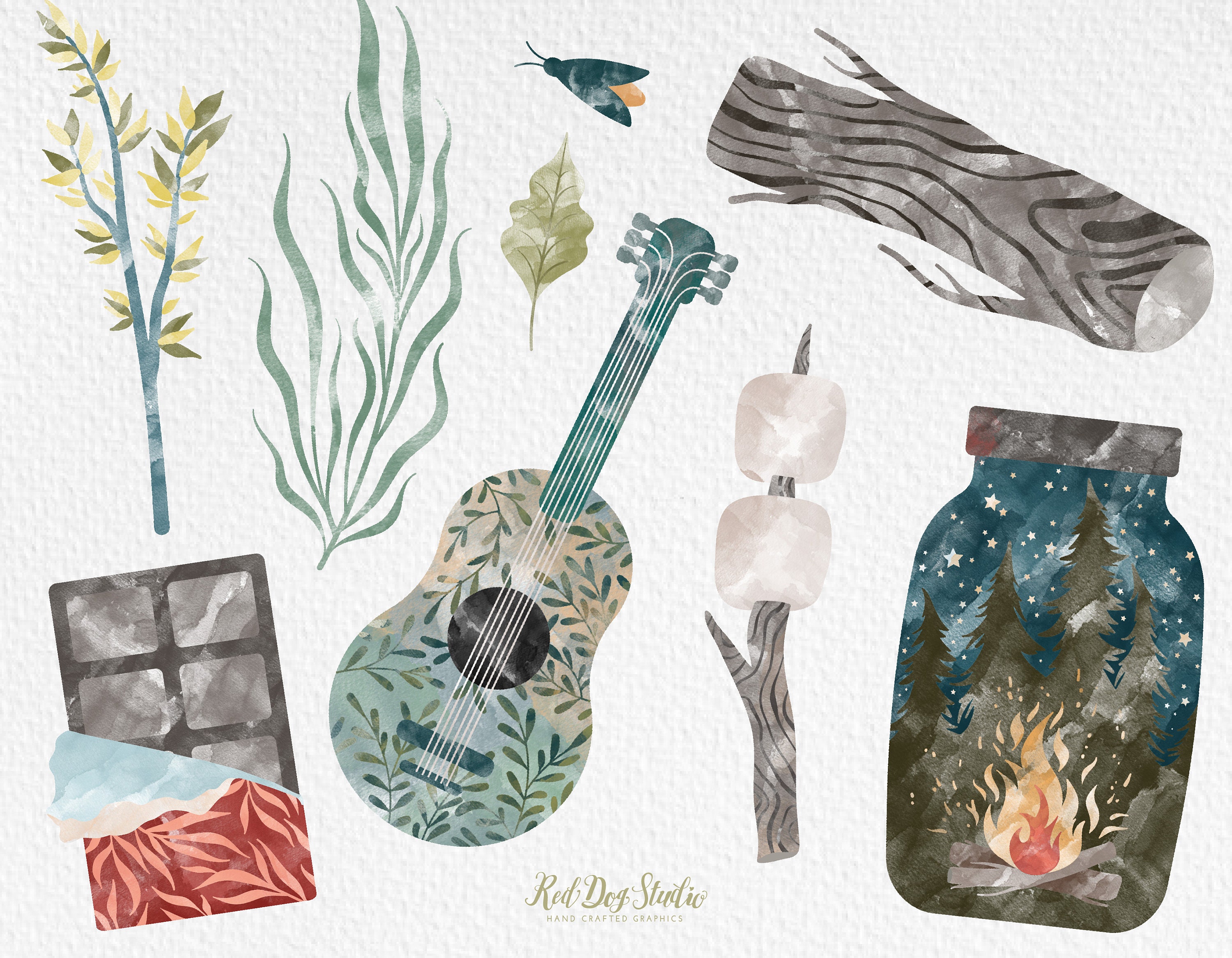 Camping Clipart Watercolor Forest Clip Art PNG Pine Trees - Etsy